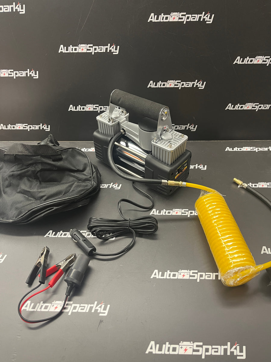 12v Two Piston Compressor for Inflating Car, Van or 4x4 Tyres – Auto Sparky