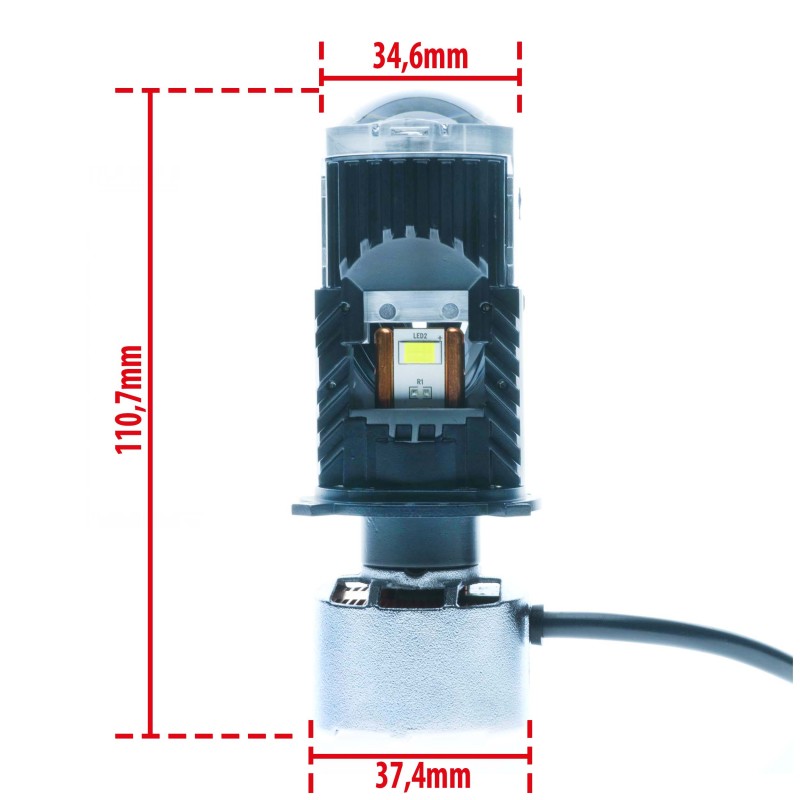 H4 LED Projector Lens Bulb Set - HD Lens - Active Cooling - CANBUS - E ...