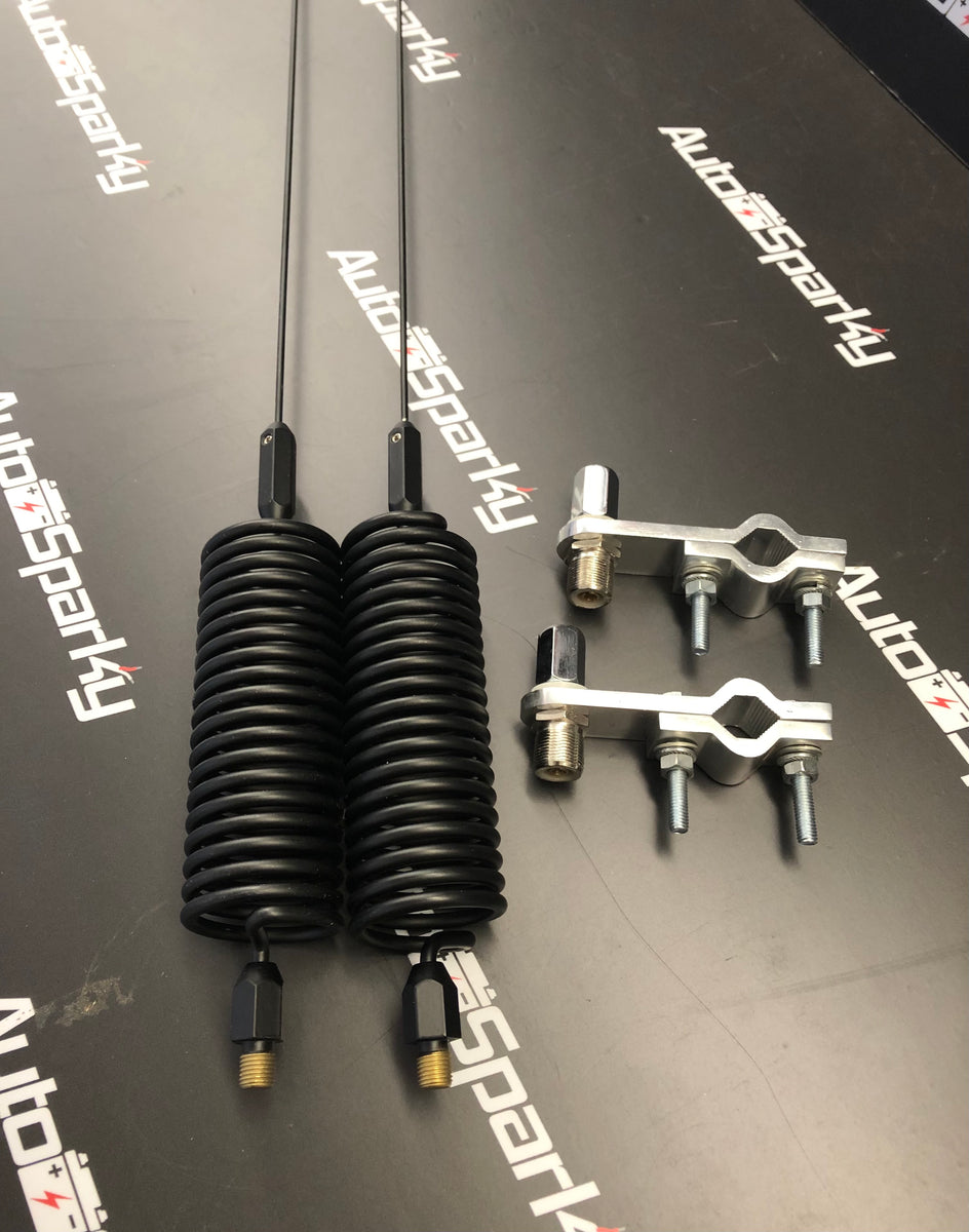 2x Mini Stinger CB Aerial & 2x Double Groove Mirror Brackets (Choice O ...